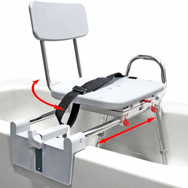 Tub Mount Sliding Transfer Bench with Swivel Seat - Easy Tub Access ...